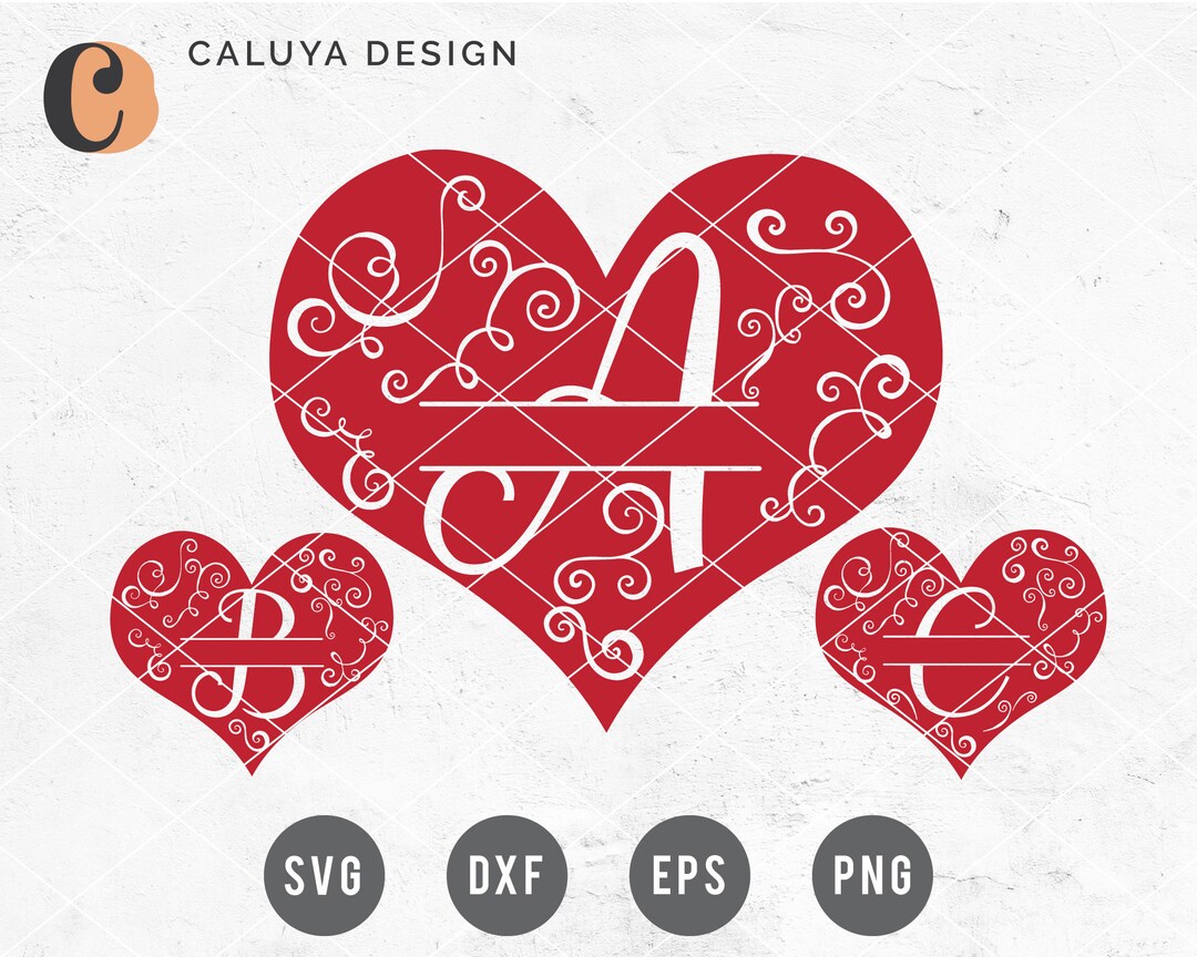 FREE SVG & PNG Link | Heart Monogram Cut Files, Svg, Png, Dxf, Eps ...