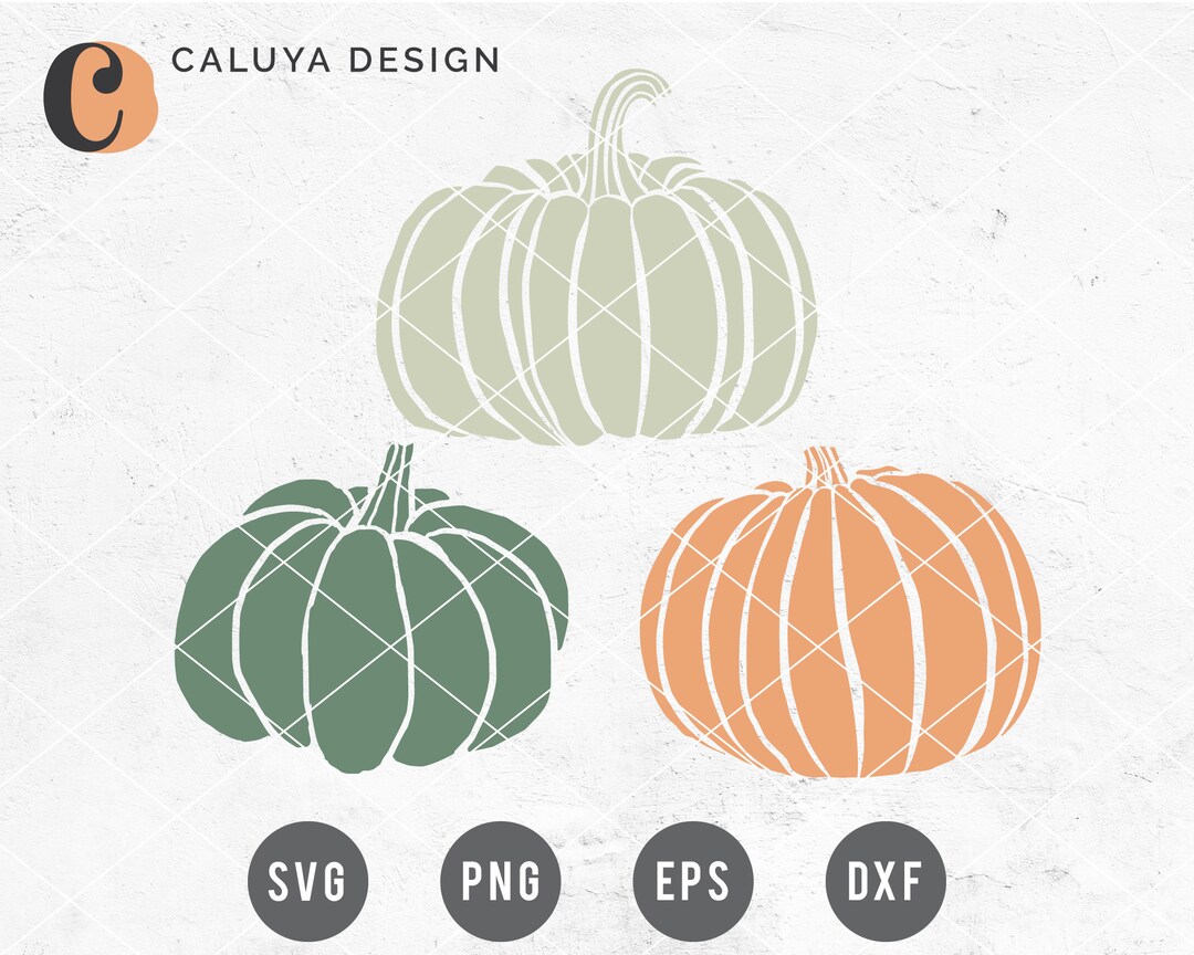 Hand Drawn Fall Pumpkin SVG Cut File Set for Cricut, Cameo Silhouette ...