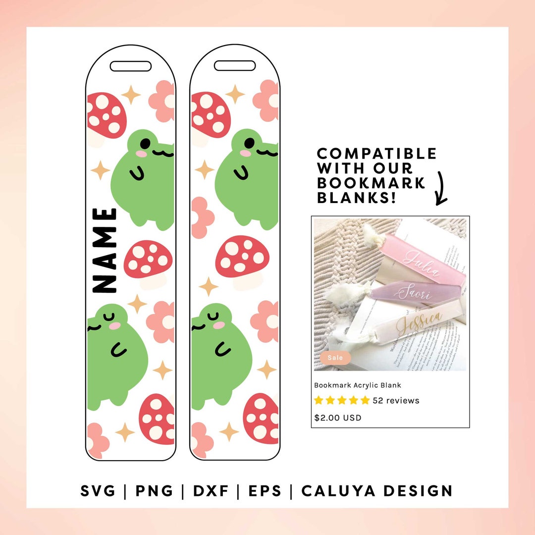 Cute Frog Bookmark Template SVG, Kawaii Frog Svg, Cute Frog Svg ...