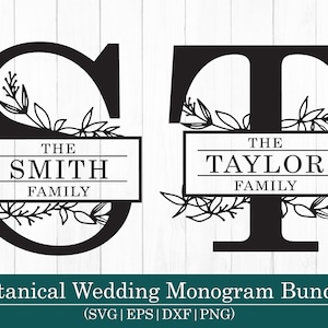 Split Monogram SVG, Spring Monogram SVG, Floral Monogram SVG, Cut File ...