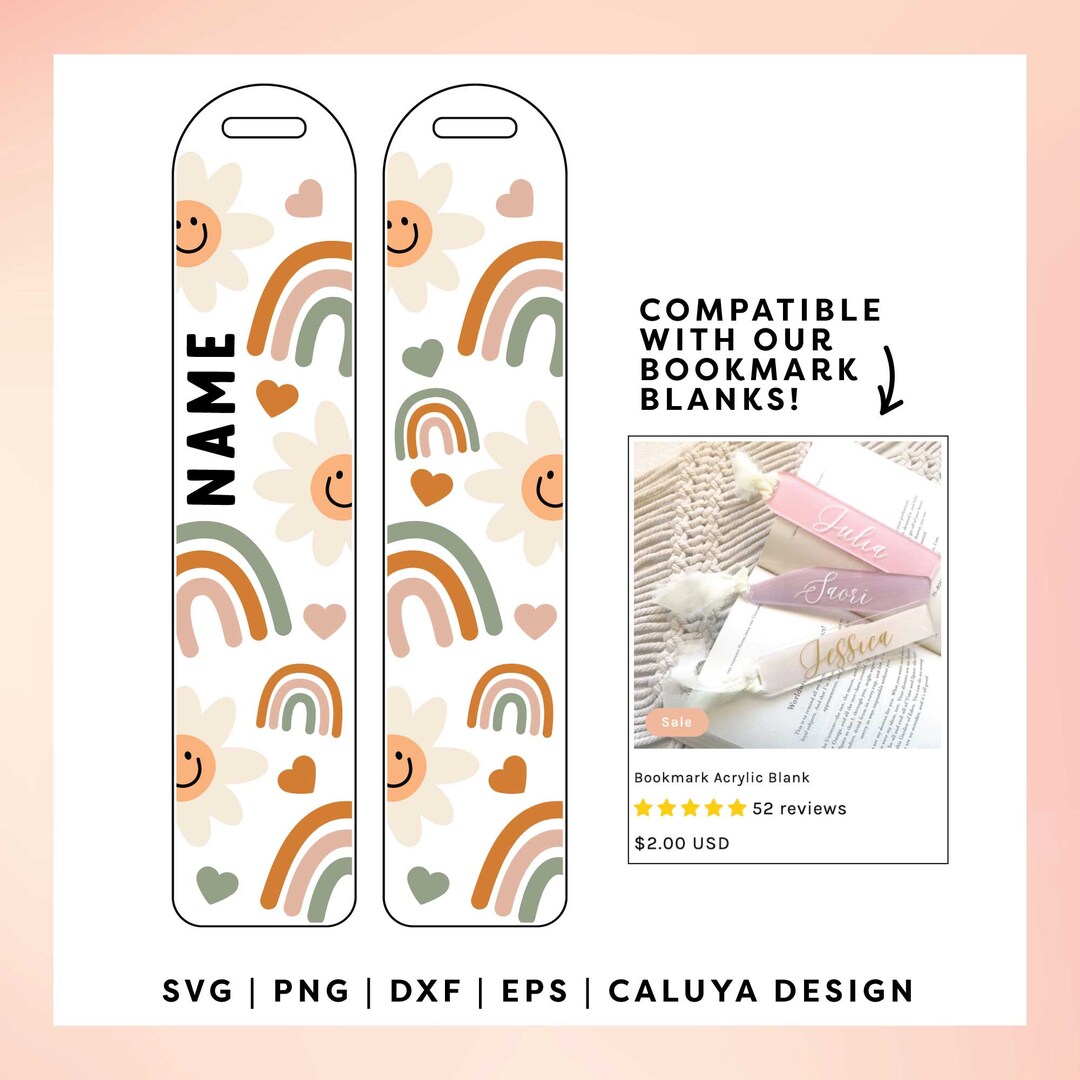 BUY 5 GET 30% off | Bookmark Template SVG | Boho Rainbow Svg, Kids ...