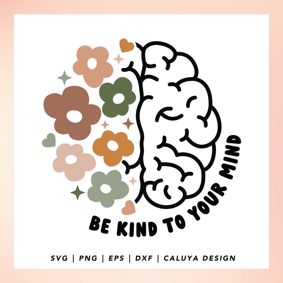 Floral Brain SVG | Mental Health Matters Brain Svg | Womens Health Svg ...
