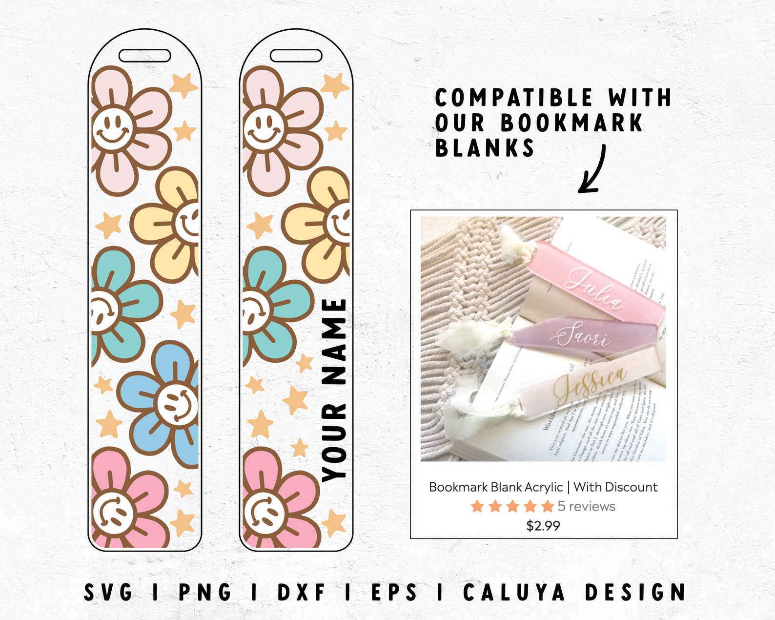 Bookmark SVG | Bookmark Template SVG | Groovy Smiley Face SVG | Flower ...