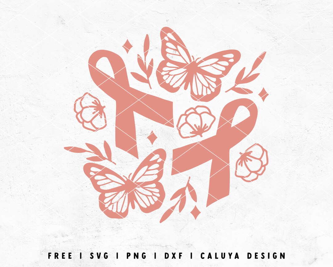 Pink Ribbon SVG | Cancer Awareness SVG | Breast Cancer SVG | Butterfly ...