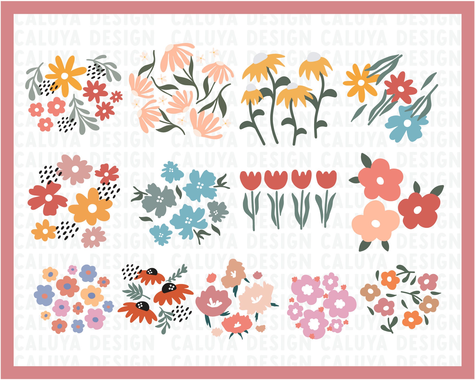 Flower Bouquet SVG Bundle Spring Flower SVG Mothers Day - Etsy