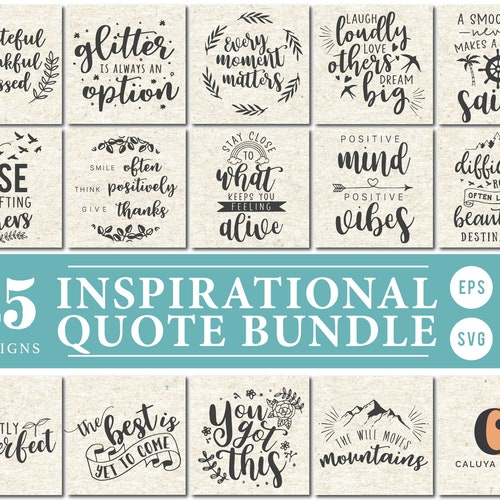 Motivational Quotes SVG Cut File Bundle Inspirational Quote - Etsy
