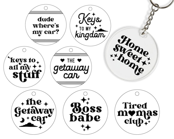 Art & Collectibles Round Keychain Commercial Use Lady Boss Keyring svg ...
