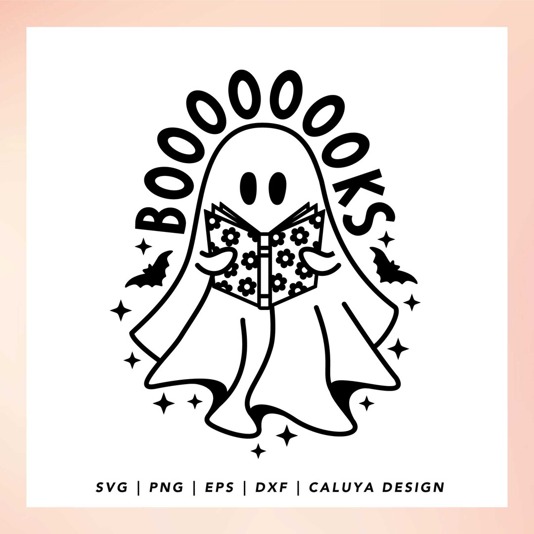 Cute Ghost SVG Book Lover Cute Ghost SVG, Halloween Ghost Book Nerd Svg ...