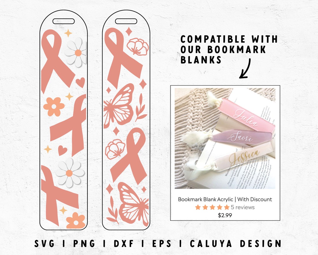 Pink Ribbon SVG Bookmark Template SVG Bookmark SVG Cancer Awareness Svg ...