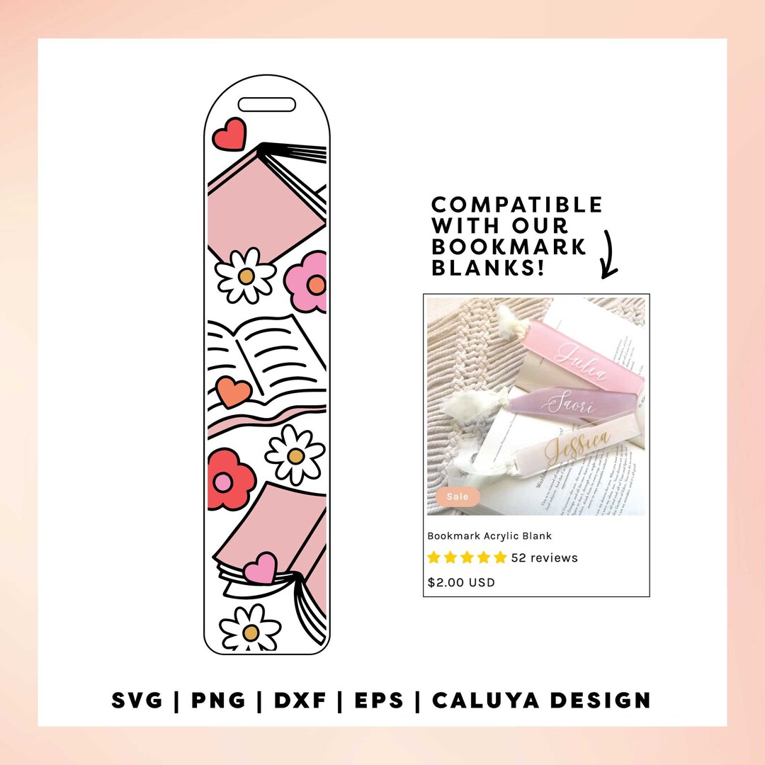 Bookmark Template SVG | Book Lover SVG | Cute Floral Book SVG | Reader ...