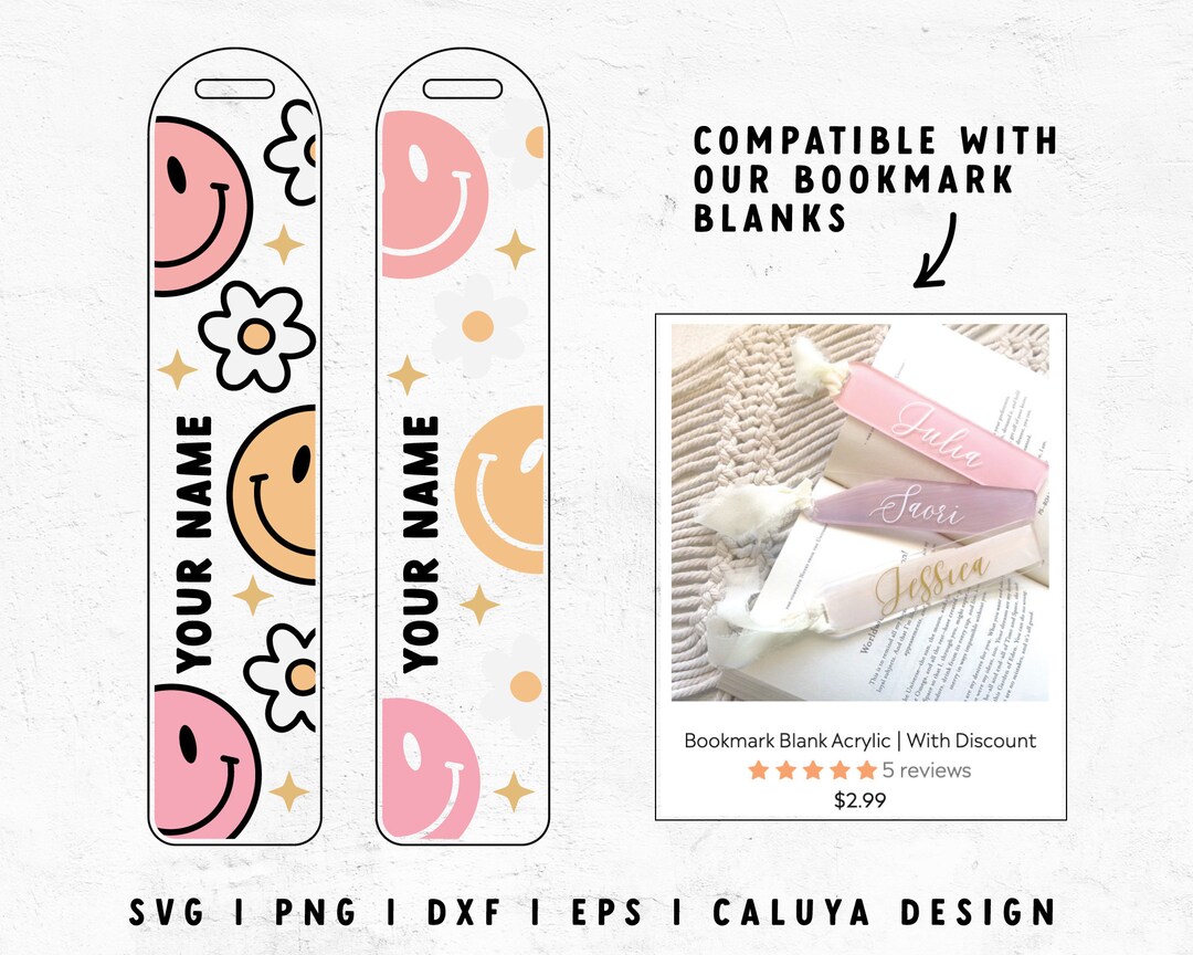 Bookmark Template SVG | Bookmark SVG | Groovy Smiley Face SVG | Hippie ...