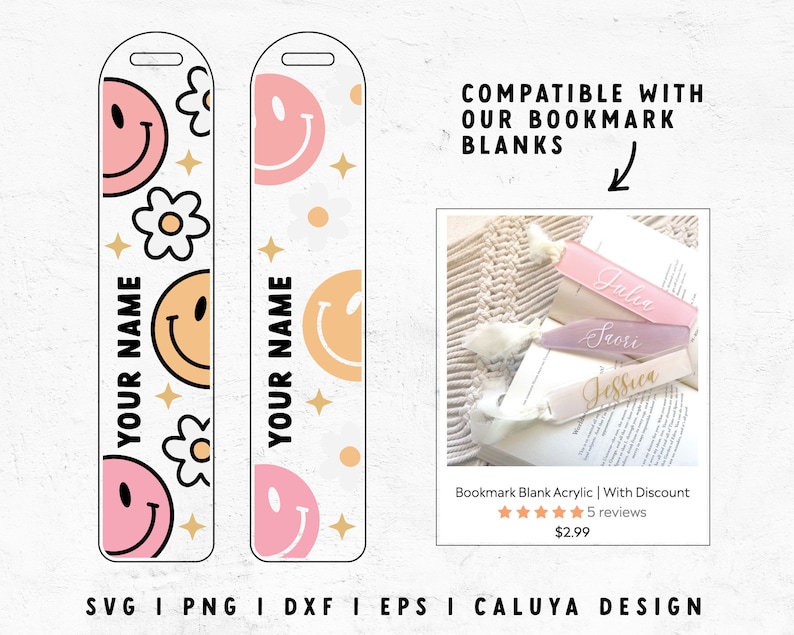 Bookmark Template SVG Bookmark SVG Groovy Smiley Face SVG - Etsy