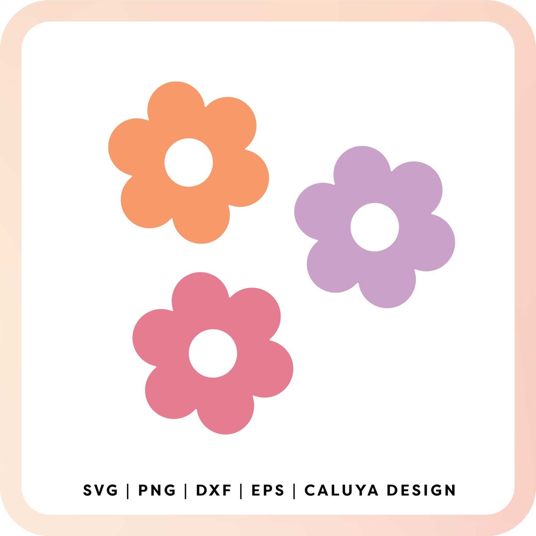 Simple Retro Flower SVG | Cute Daisy Flower SVG, Groovy Flower SVG ...