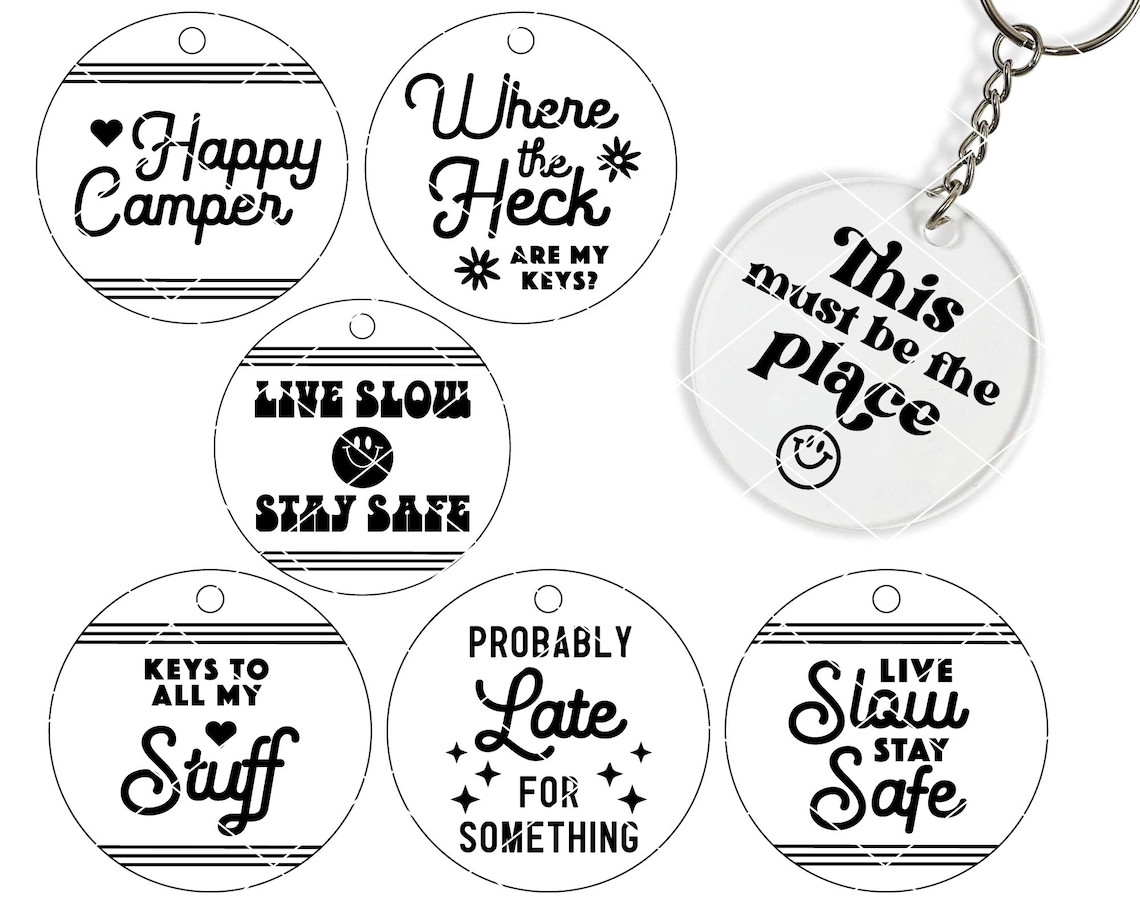 Funny Quote for Keychain SVG Bundle Round Keychain SVG Key | Etsy