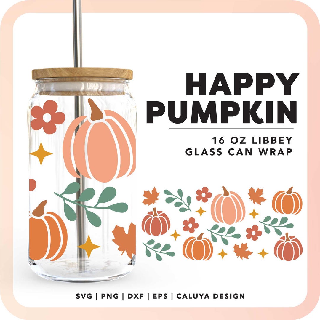 Pumpkin Libbey Can Wrap SVG, Glass Can Cup Wrap Svg, Beer Can Glass ...