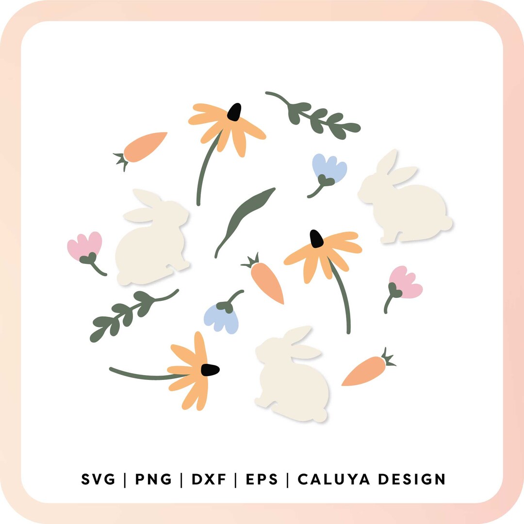 Easter Bunny SVG | Floral Easter SVG | Floral Rabbit SVG | Spring ...
