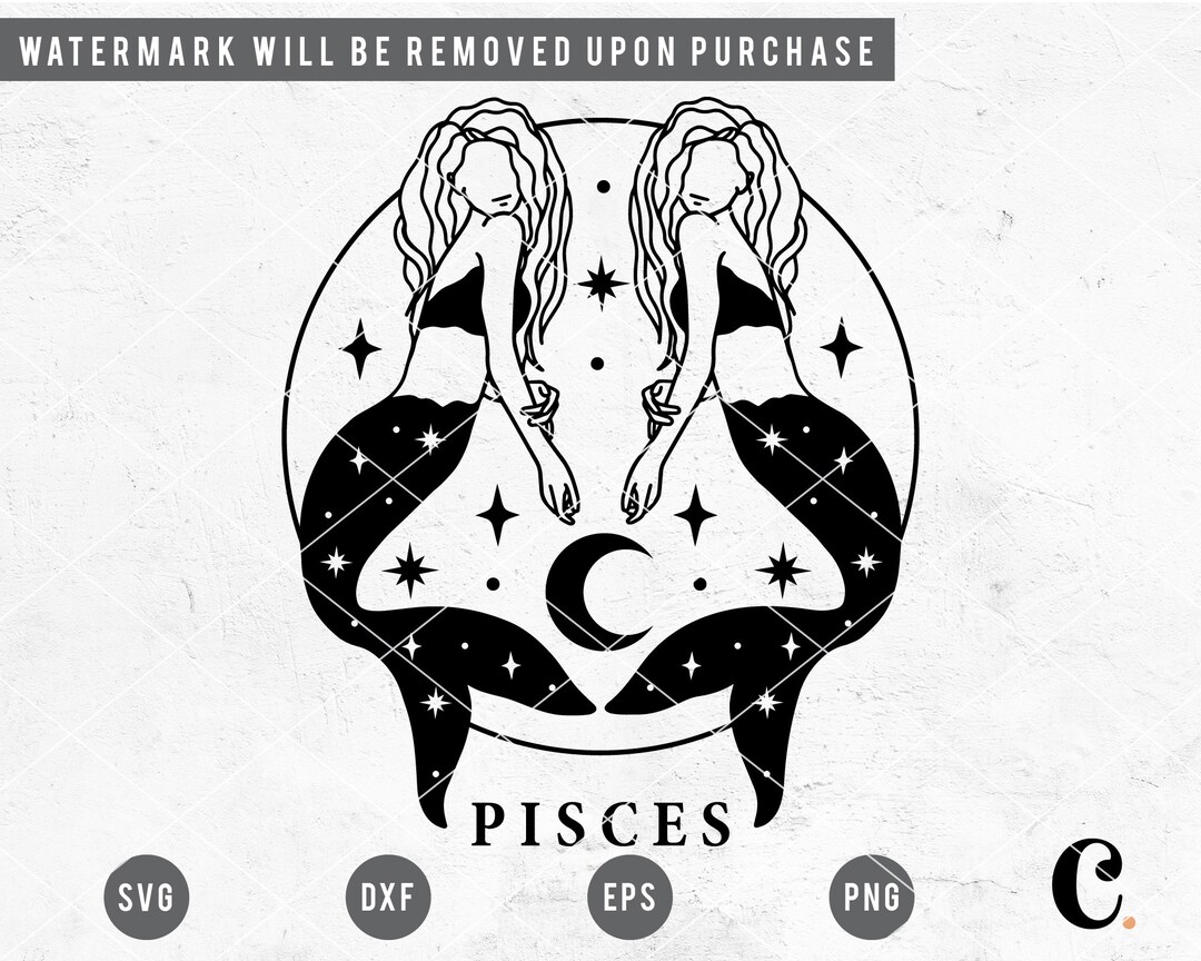 Pisces Zodiac Sign SVG Cutting File for Cricut, Cameo Silhouette ...