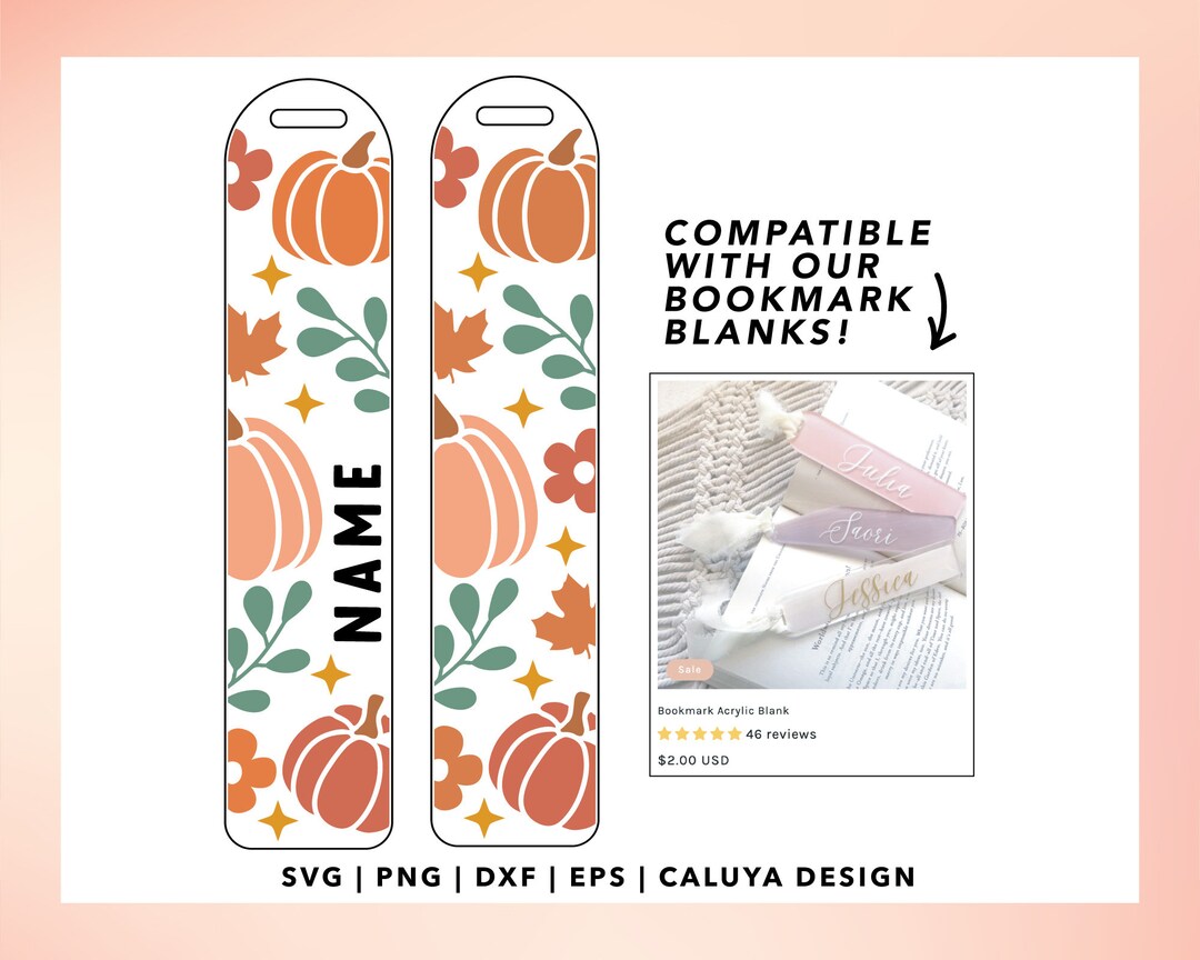Bookmark SVG | Bookmark Template SVG | Fall Pumpkin SVG | Book Lovers ...