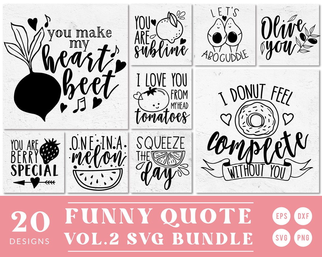Funny & Cute Quote SVG Cutting File Bundle for Cricut, Cameo Silhouette ...