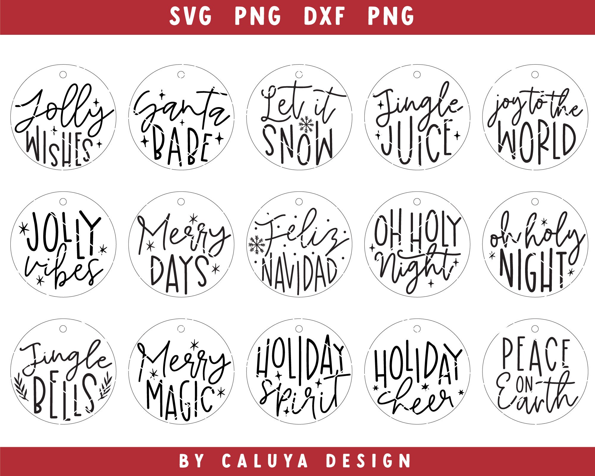 Christmas Ornament SVG Bundle | Circle Ornament SVG | Ornament Template ...