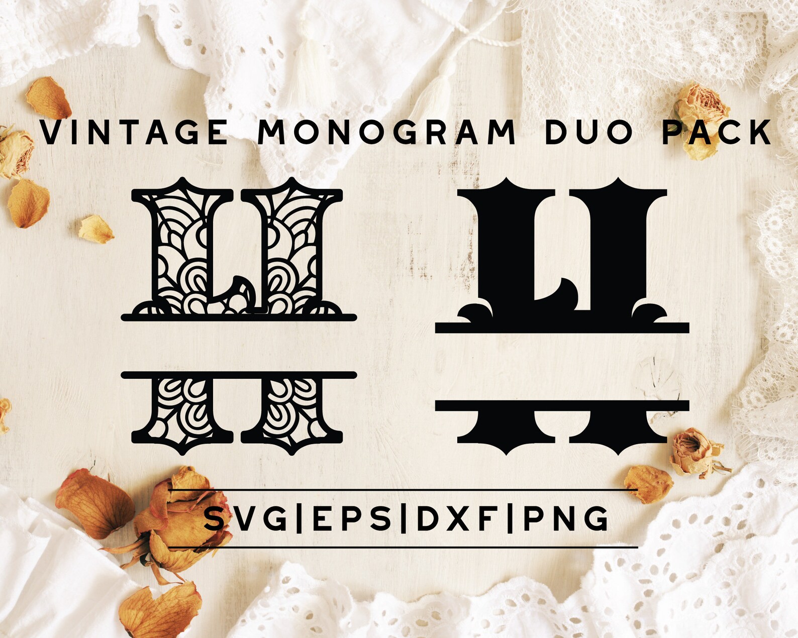 Vintage Farmhouse Monogram SVG Cut File for Cricut Boho | Etsy