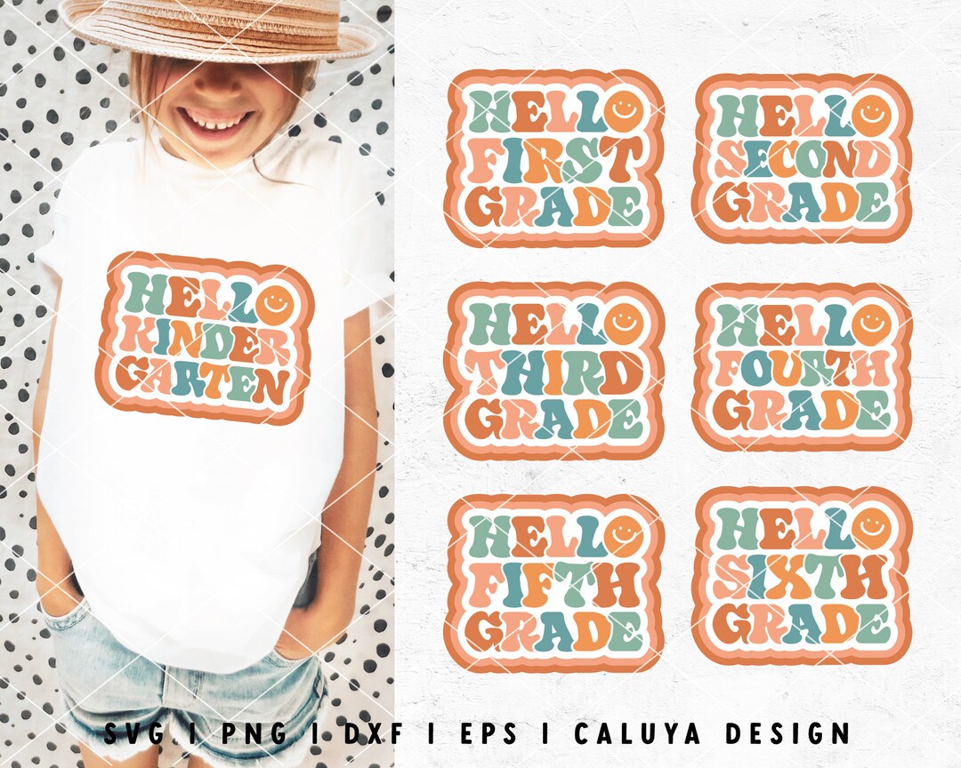 Hello First Grade SVG | Back to School SVG | Hello Kinder SVG | Hello ...