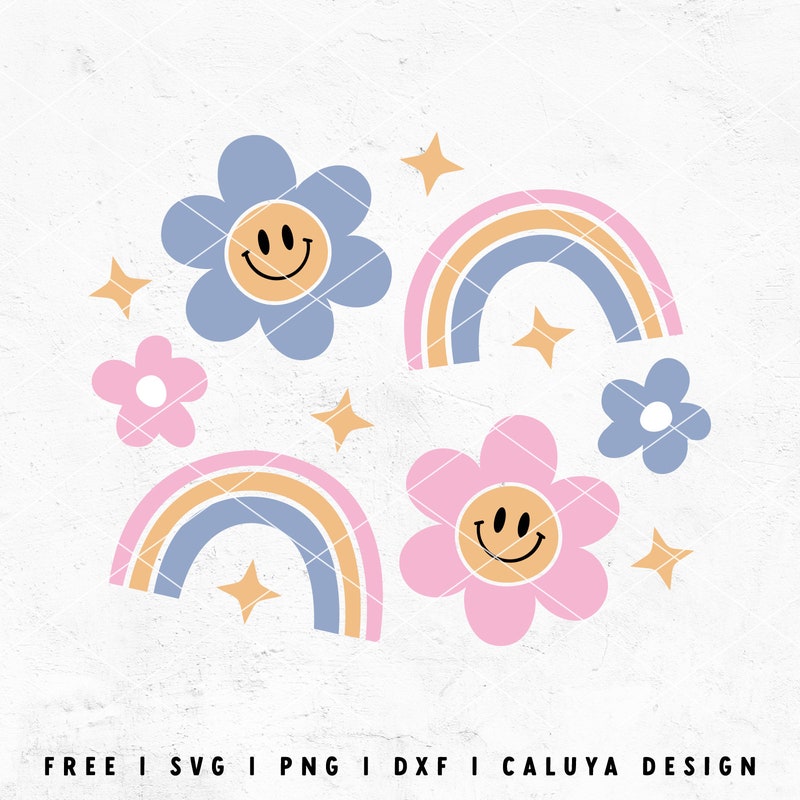 Rainbow Flower With Smiley Face - Etsy