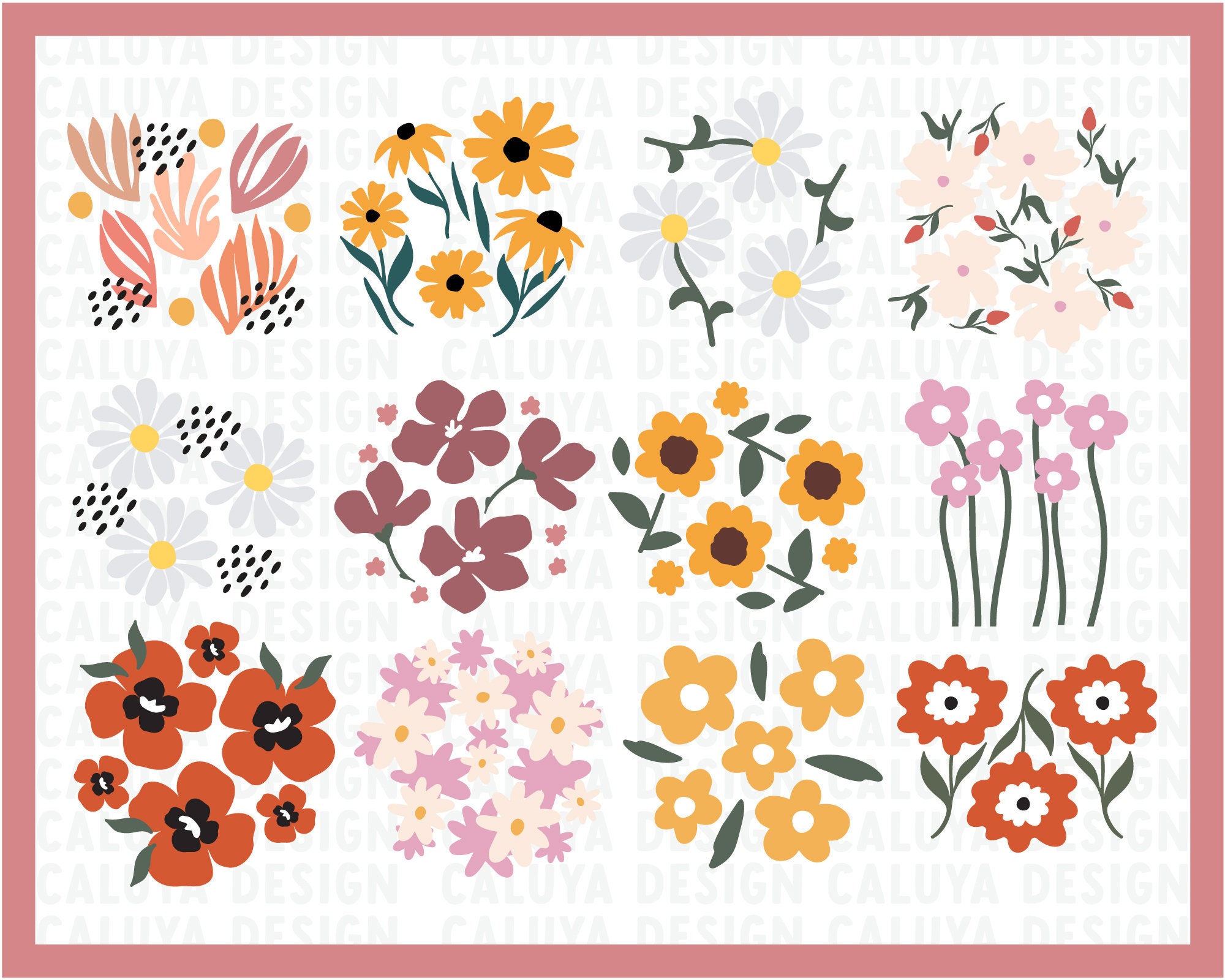 Flower Bouquet SVG Bundle Spring Flower SVG Mothers Day - Etsy