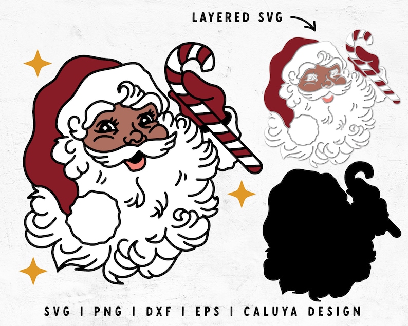 Vintage Santa SVG African American Santa Black Santa Claus - Etsy