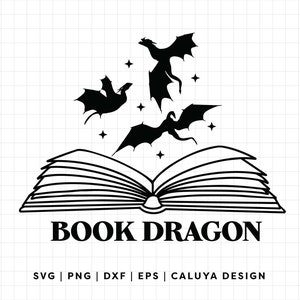 Book Dragon SVG | Fourth Wing SVG, Fantasy Book SVG, Bookworm Svg ...