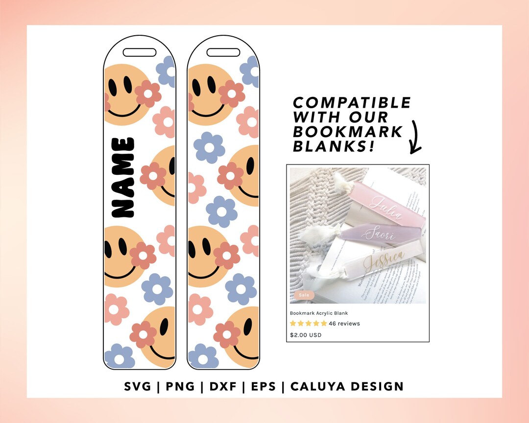 Bookmark SVG | Bookmark Template SVG | Daisy Smiley Face SVG, Happy ...