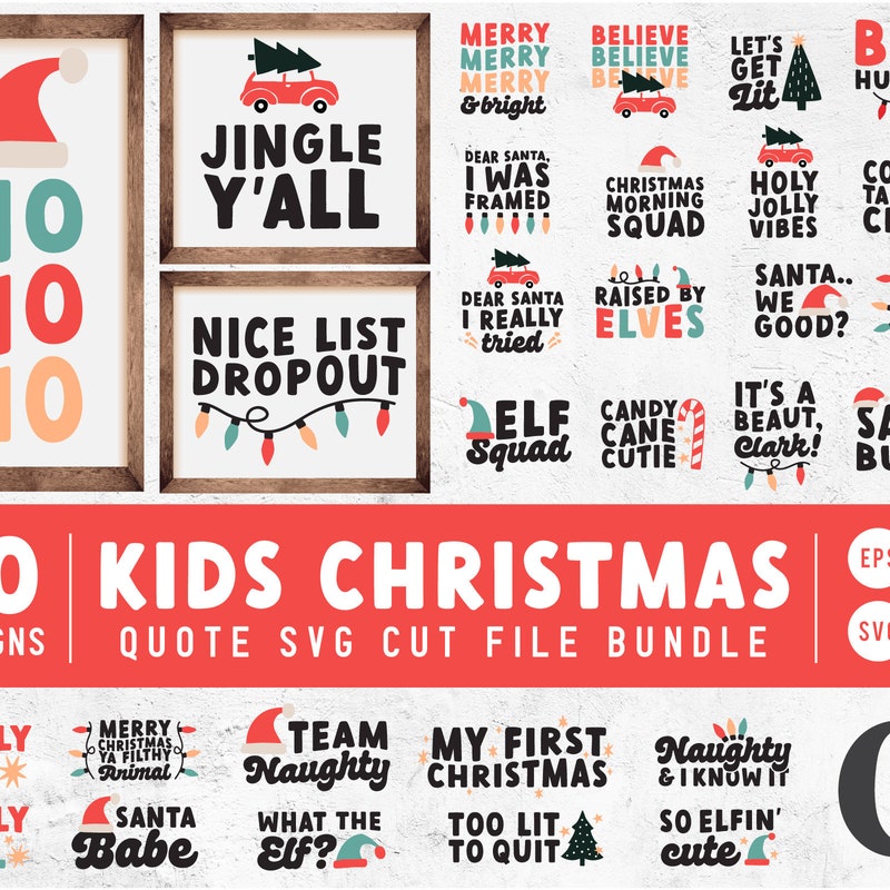 Kids Christmas Svg - Etsy