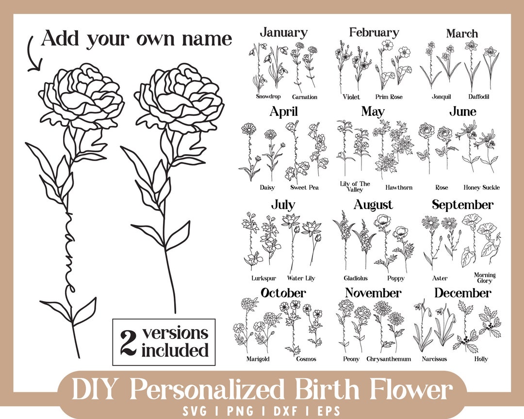 Birth Month Flower Svg Birthday Flower SVG Birth Flower - Etsy