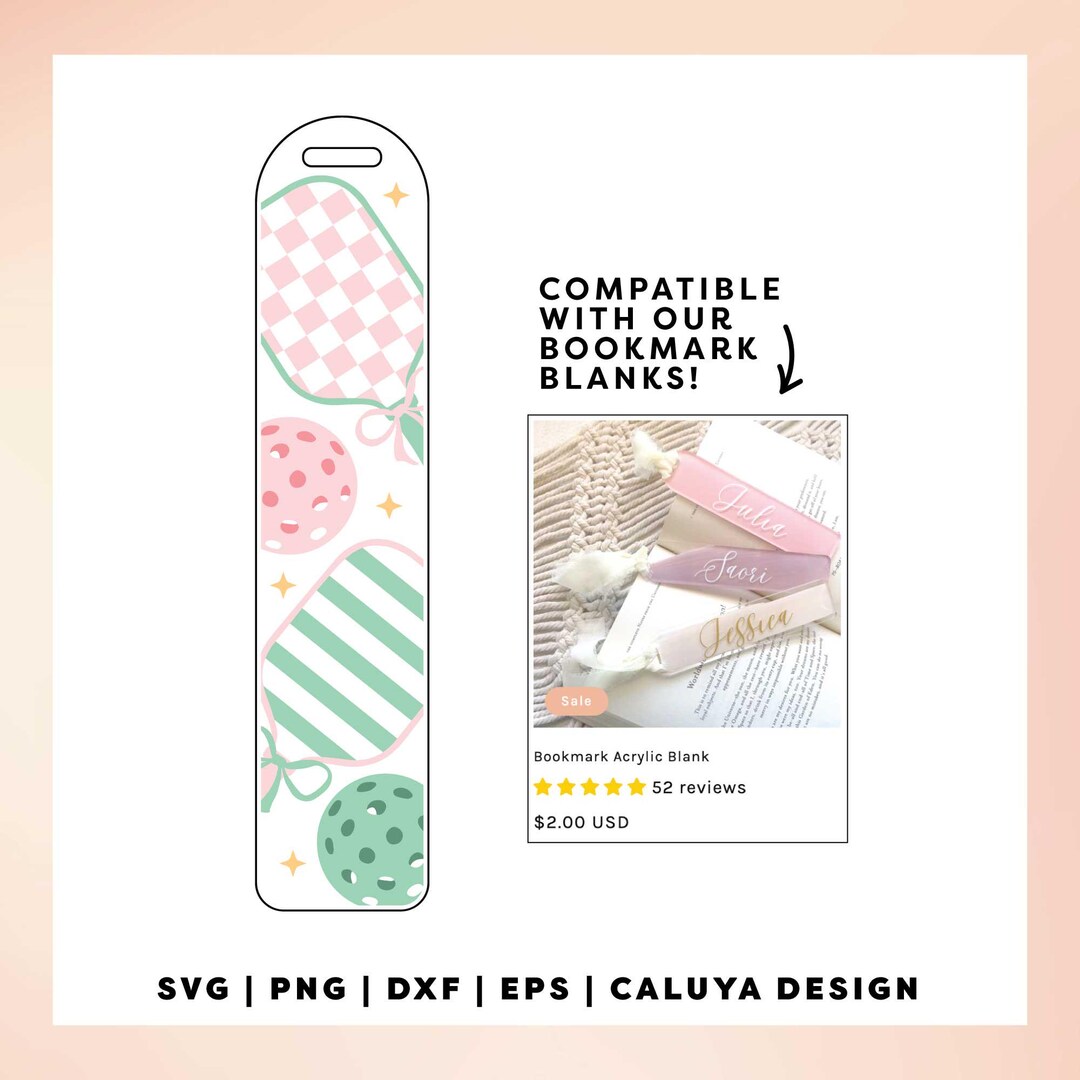 Bookmark SVG | Pickleball Paddle SVG | Pickleball Bookmark Template ...