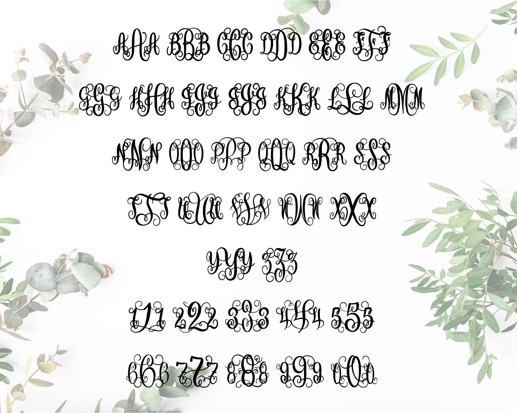 Swirl Monogram SVG Cut File | Swirl Monogram Font | Wedding Monogram ...