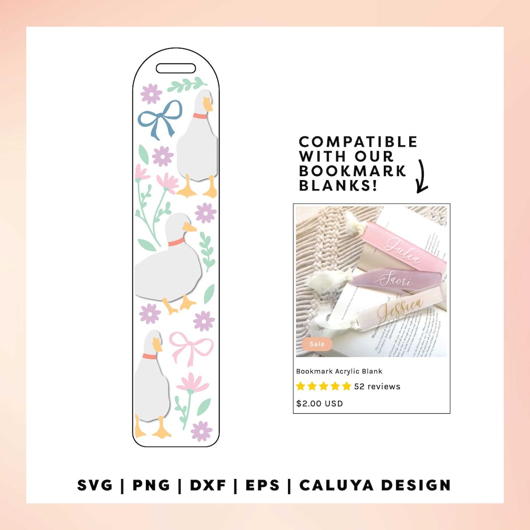 Bookmark Template SVG | Cottage-core SVG | Cute Duck SVG | Spring ...