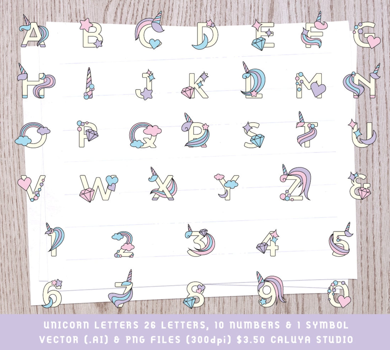 Unicorn Alphabet Unicorn Letters Unicorn SVG Unicorn - Etsy