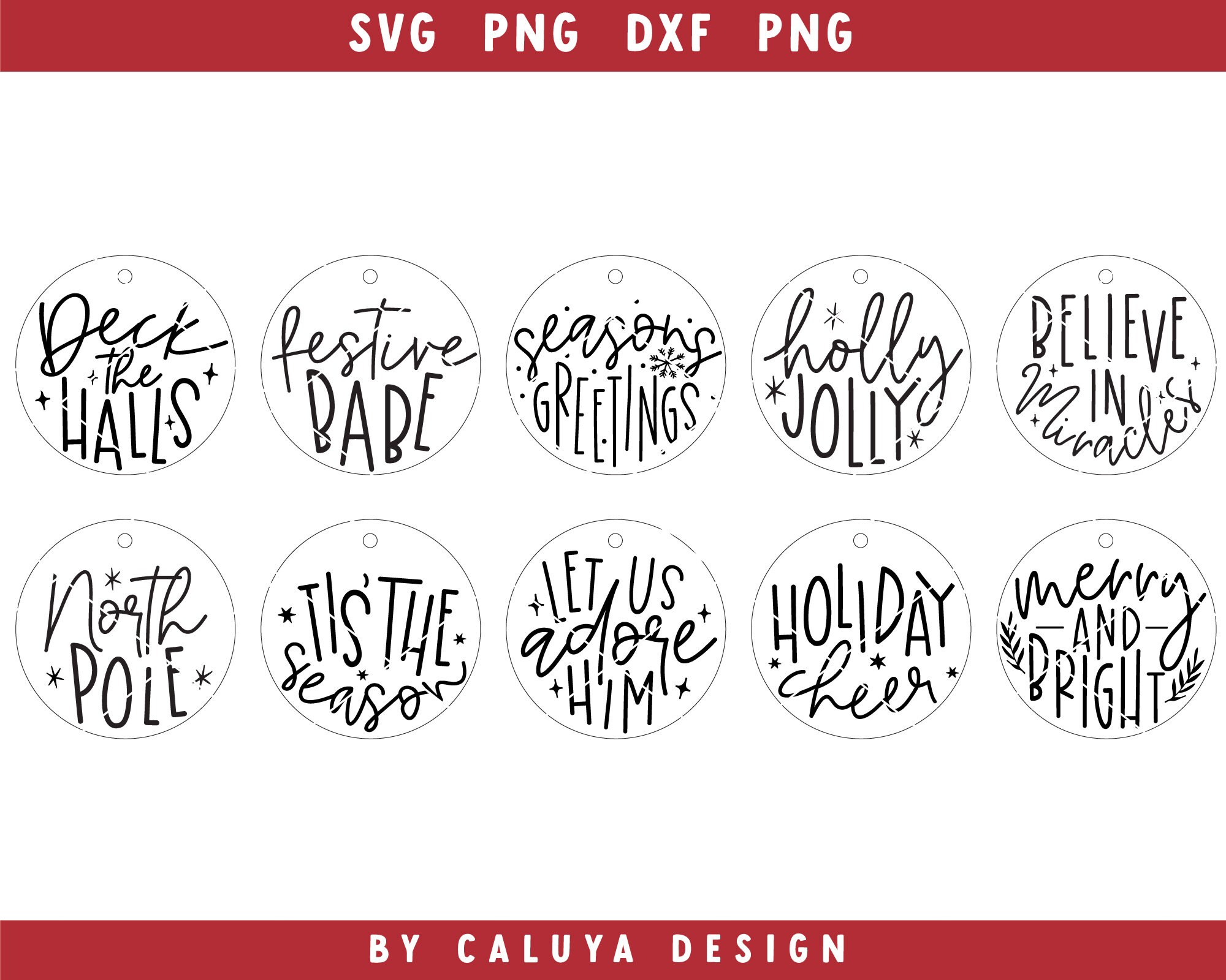 Christmas Ornament SVG Bundle | Circle Ornament SVG | Ornament Template ...