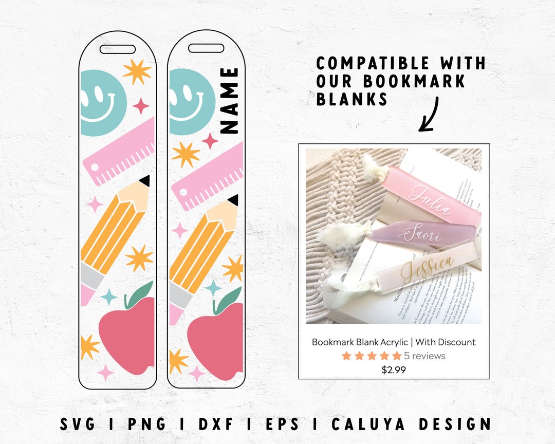 School Bookmark SVG | Bookmark Template SVG | Happy Face SVG | Kids ...