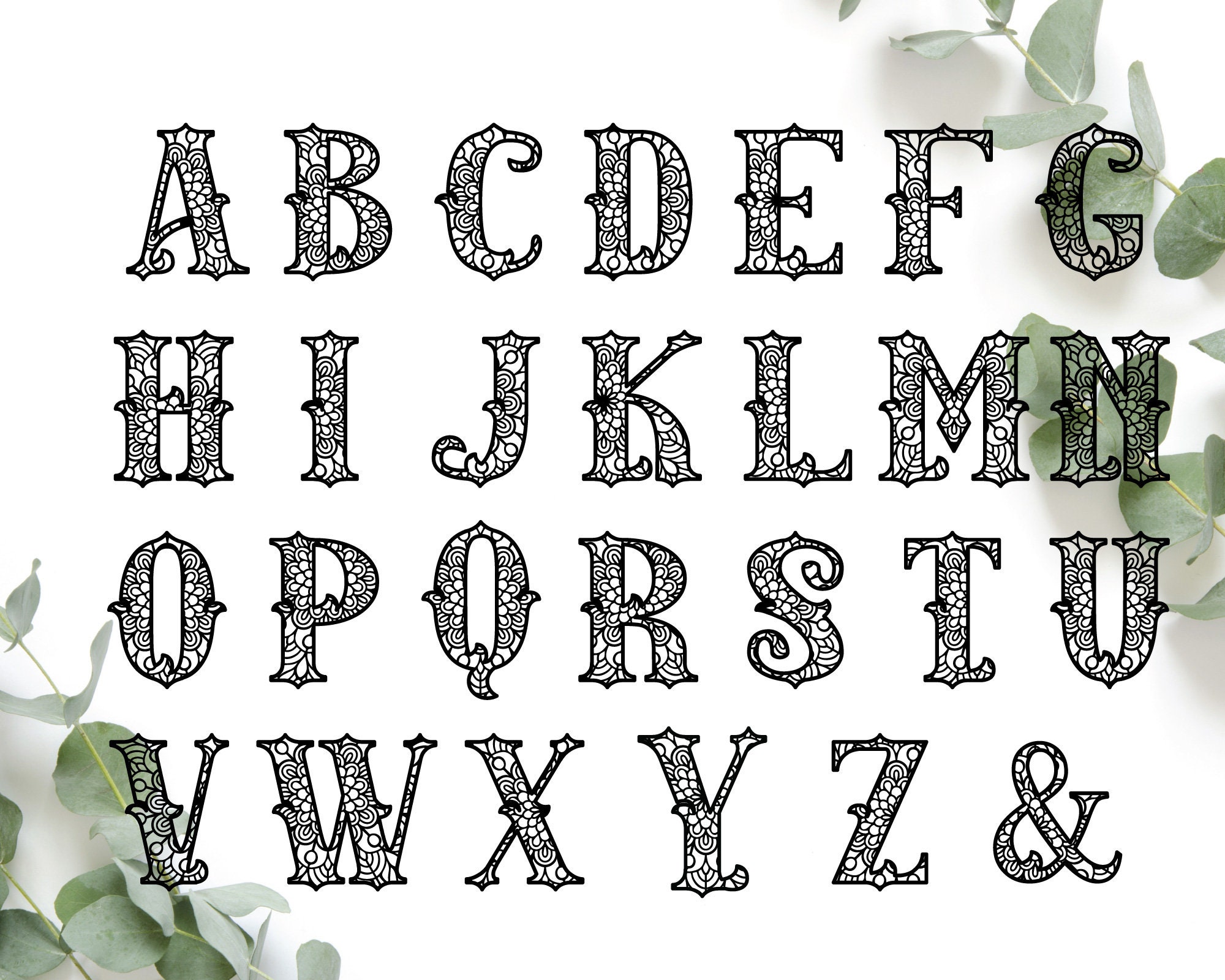Vintage Patterned Letters SVG Cut File Cricut Font Vintage - Etsy UK