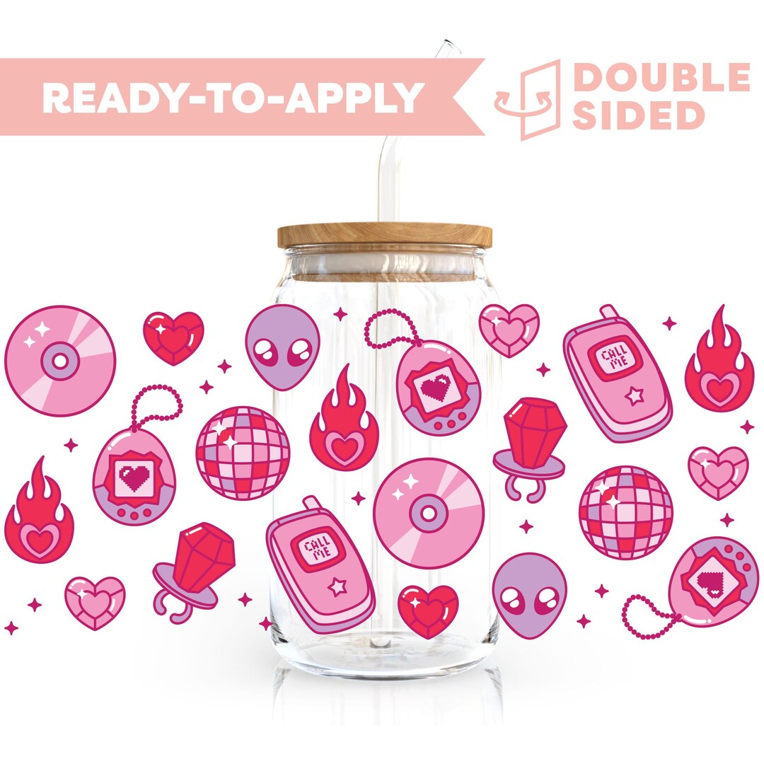 16oz UV DTF Cup Wrap Trendy Y2K 16oz Cup Wrap, Girly Retro Cup Wrap ...