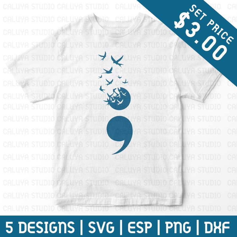 Semicolon Project SVG Mental Illness Awareness EPS Png & Dxf | Etsy
