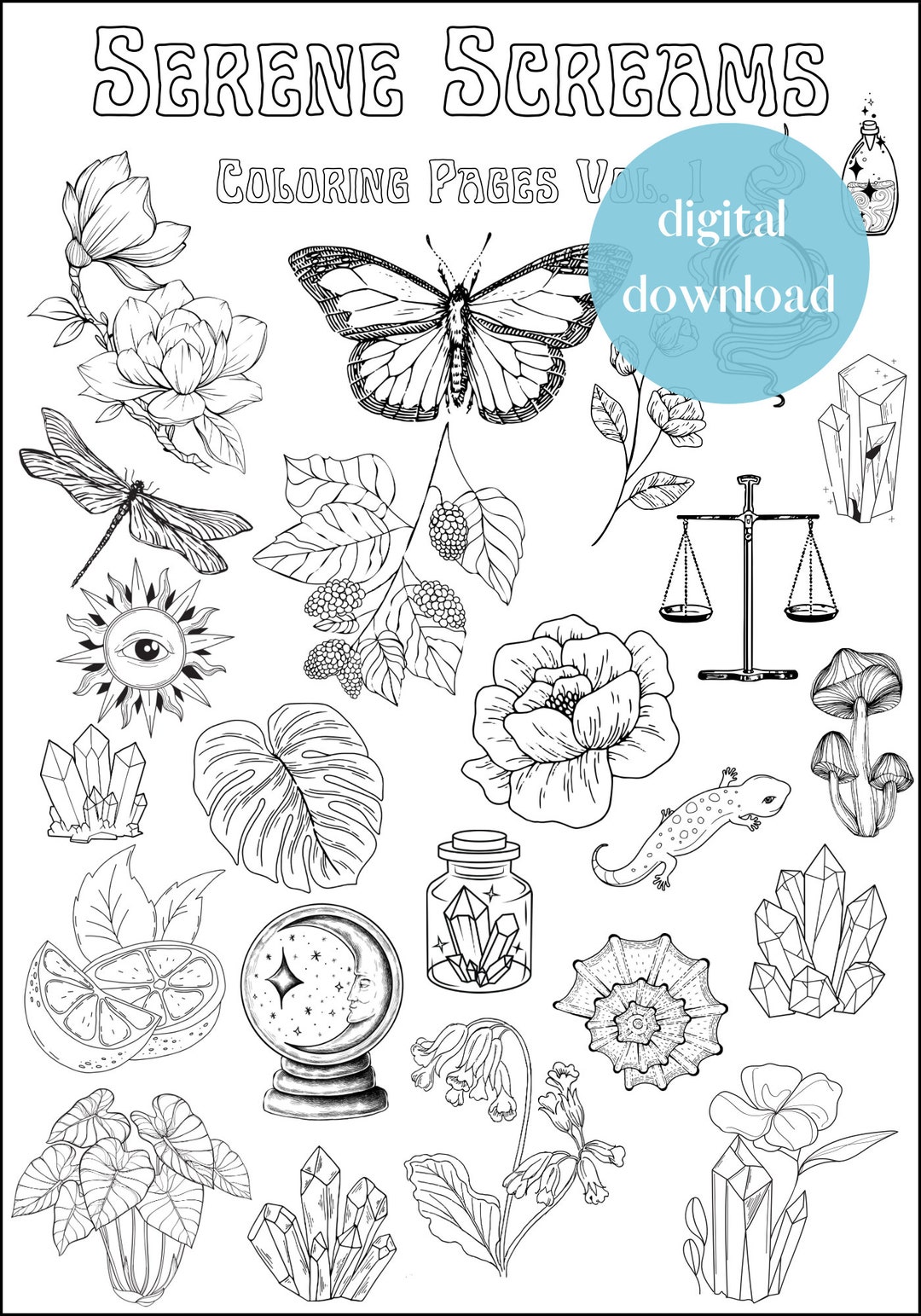 Serene Screams Coloring Pages Vol. 1-3 | Adult Coloring Pages ...