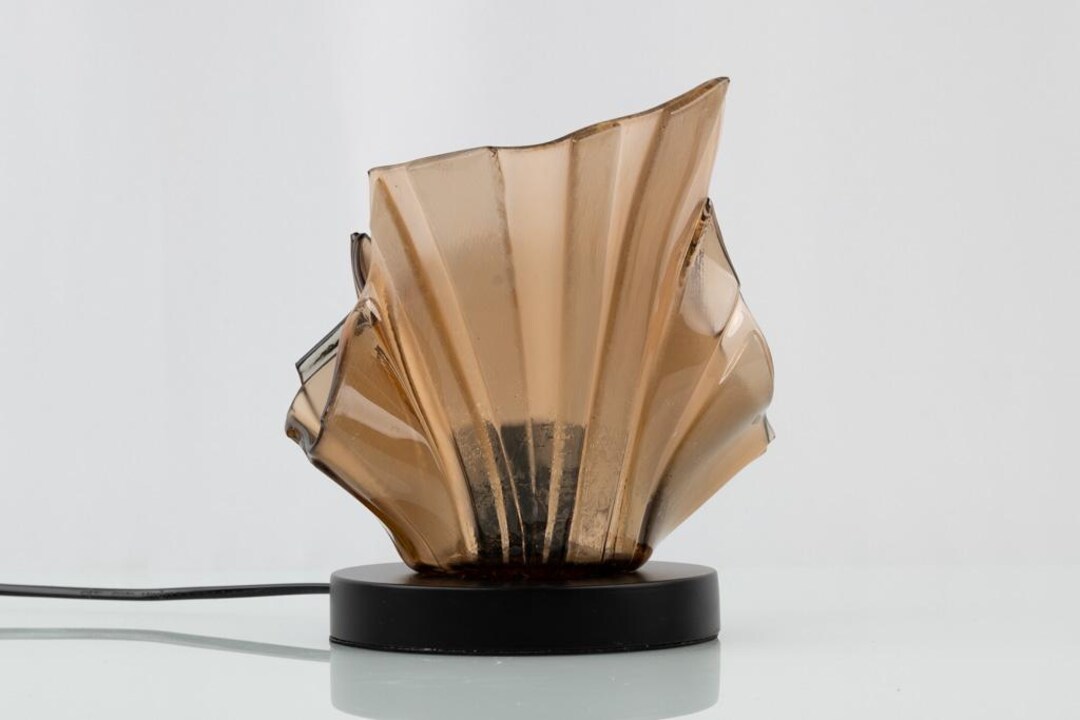 Unique Amber Table Lamp Fused Glass Artistic Desk Illumination Amber ...