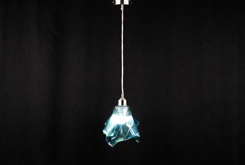 Blue and Green Fused Glass Pendant Light Colorful Glass Lamp Unique ...