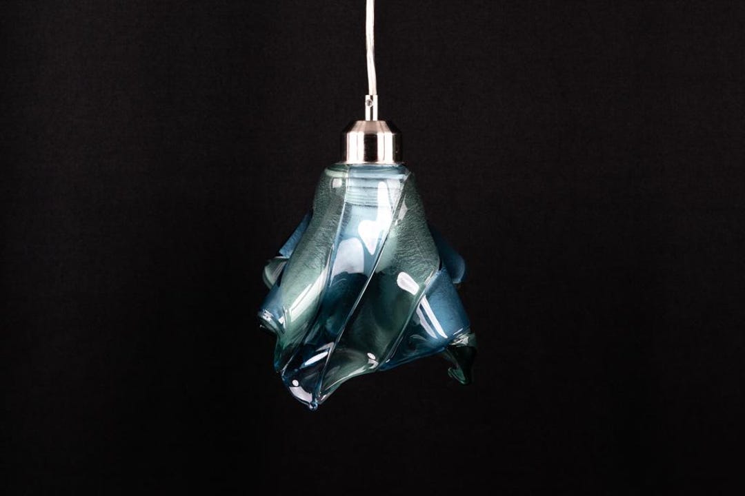 Blue and Green Fused Glass Pendant Light Colorful Glass Lamp Unique ...