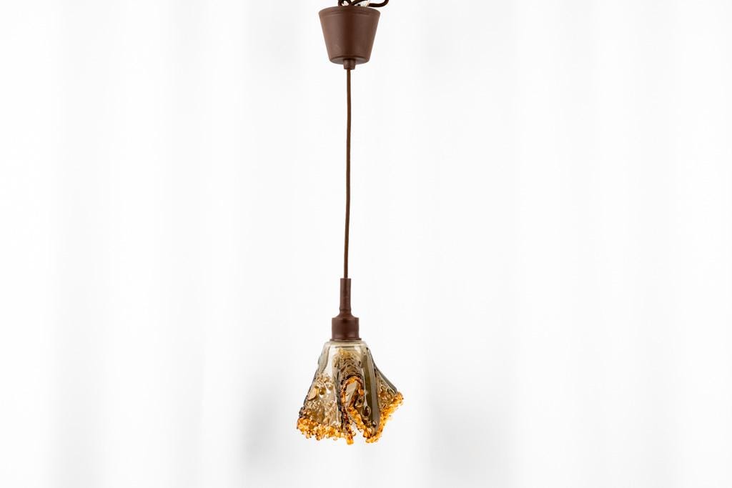 Unique Custom Pendant Light Amber Glass Hanging Lamp Handmade Pendant ...