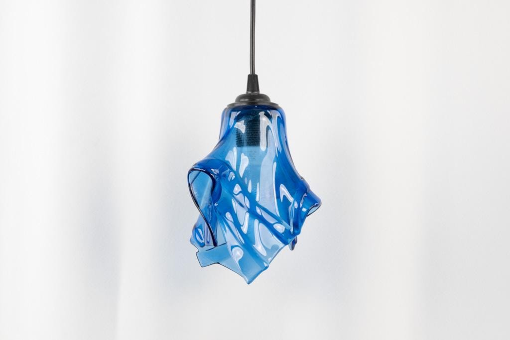 Blue Fused Glass Pendant Light: Handmade Modern Hanging Lamp - Etsy