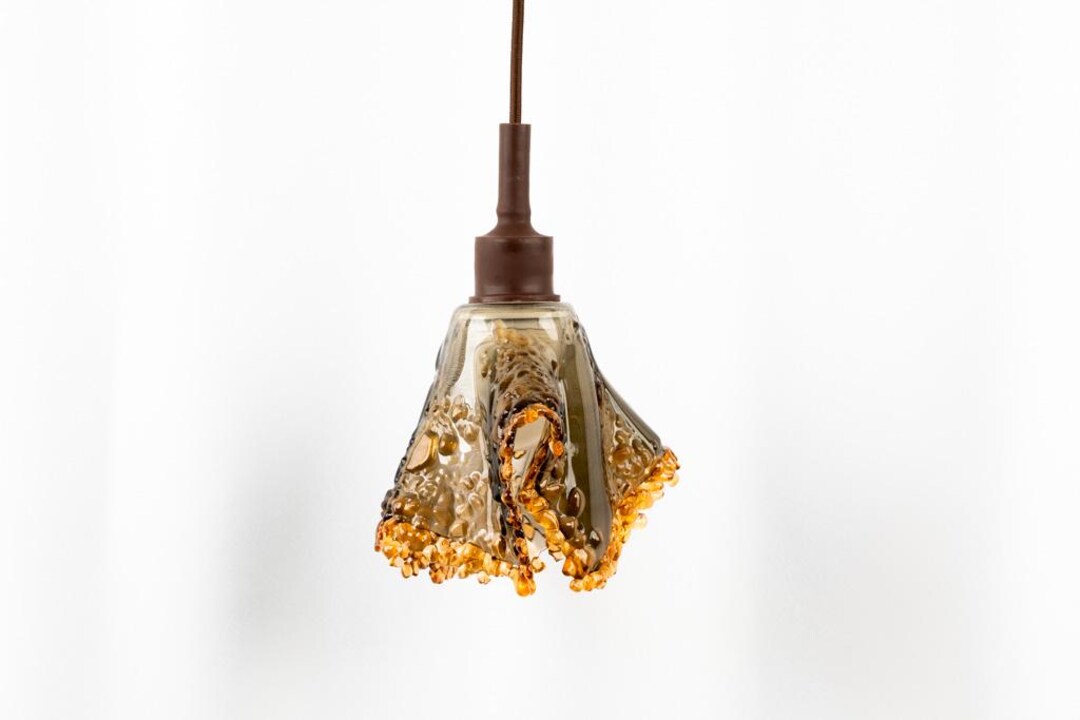 Unique Custom Pendant Light Amber Glass Hanging Lamp Handmade Pendant ...