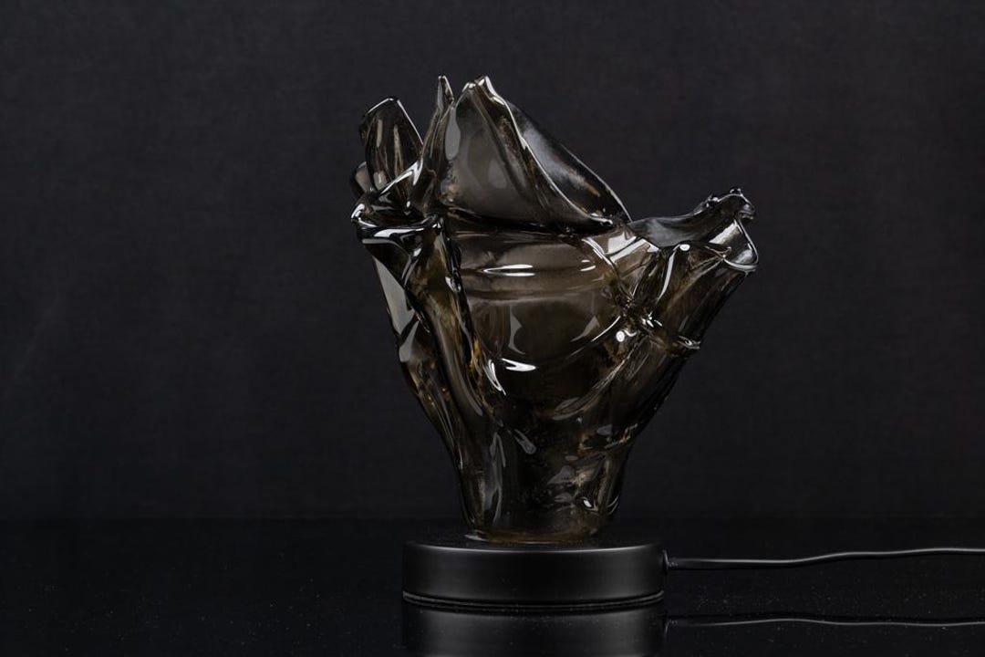 Smoky Brown Modern Glass Table Lamp Fused Glass Artistic Desk Lamp ...